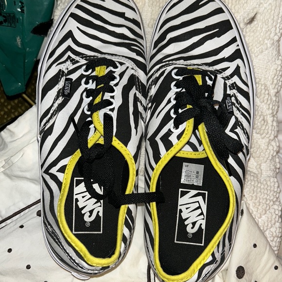 Vans | Shoes | New Vans Old Skool Canvas Whiteblackzebra Rare W Yellow ...
